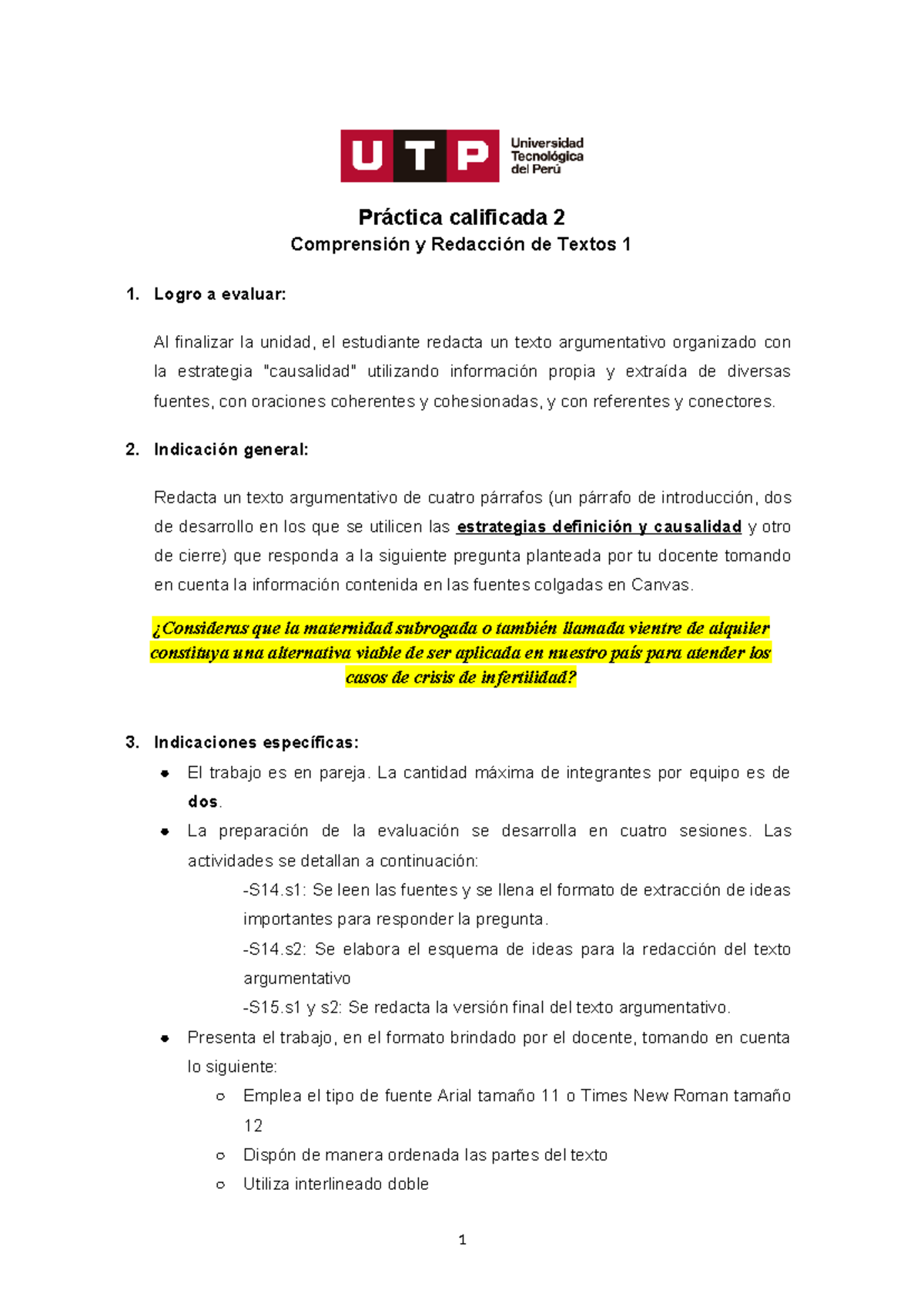 GC N01I PC2Consigna 12 - apunte - Práctica calificada 2 Comprensión y Redacción de Textos 1 1 ...