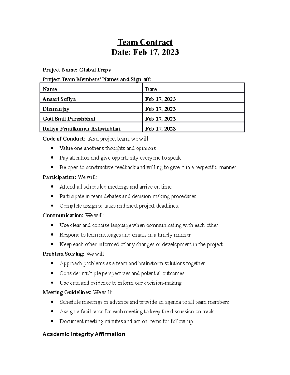W23-Group 7-MGMT8665-Team Charter and Pledge Form-Project Management ...