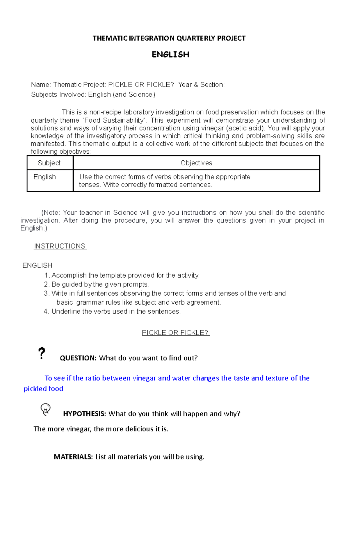 ENG 7 - Q1- Thematic Integration Quarterly Project - SEPT 29 2022 ...
