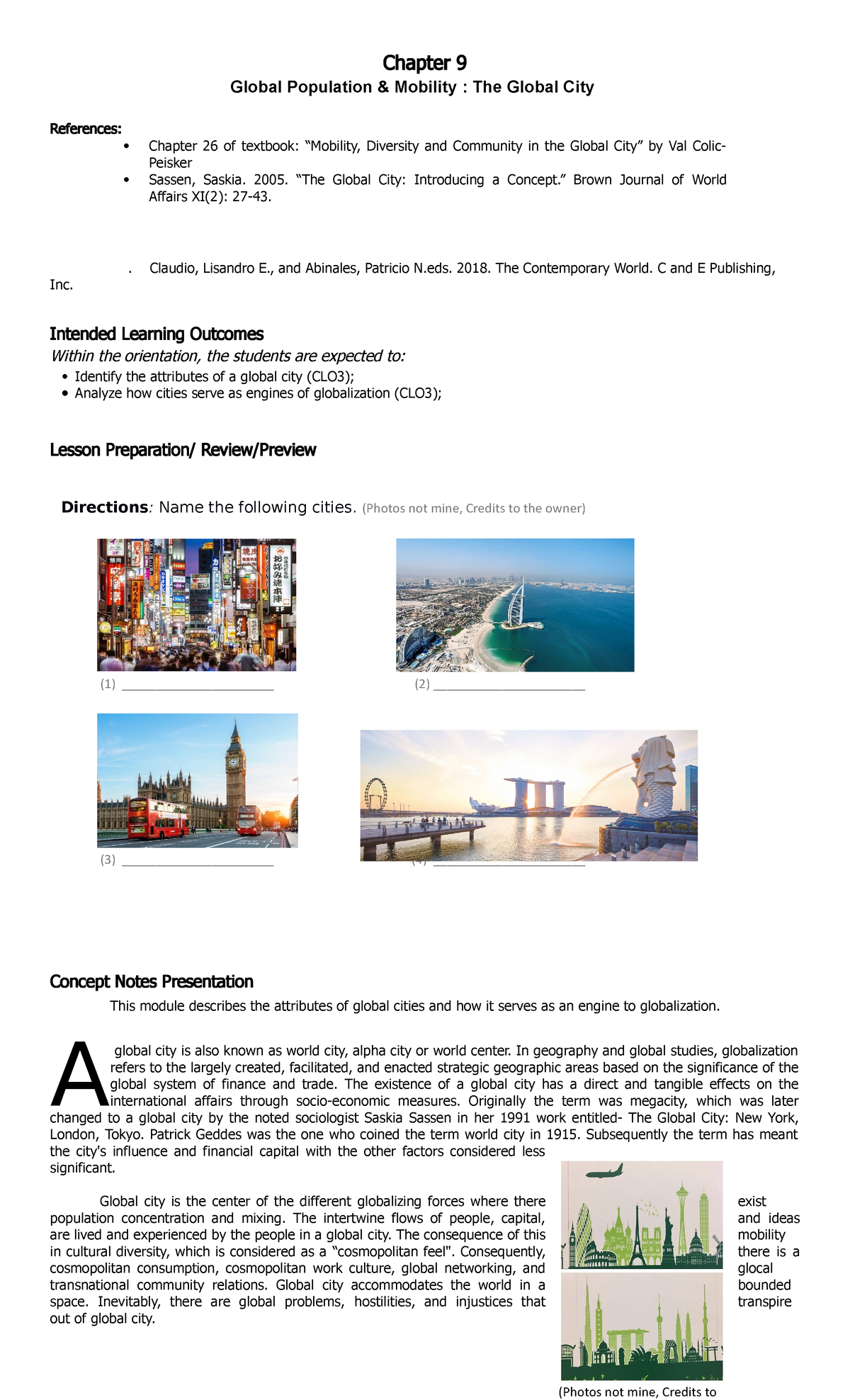 C9 Global Population and Mobility - Chapter 9 : The Global City ...