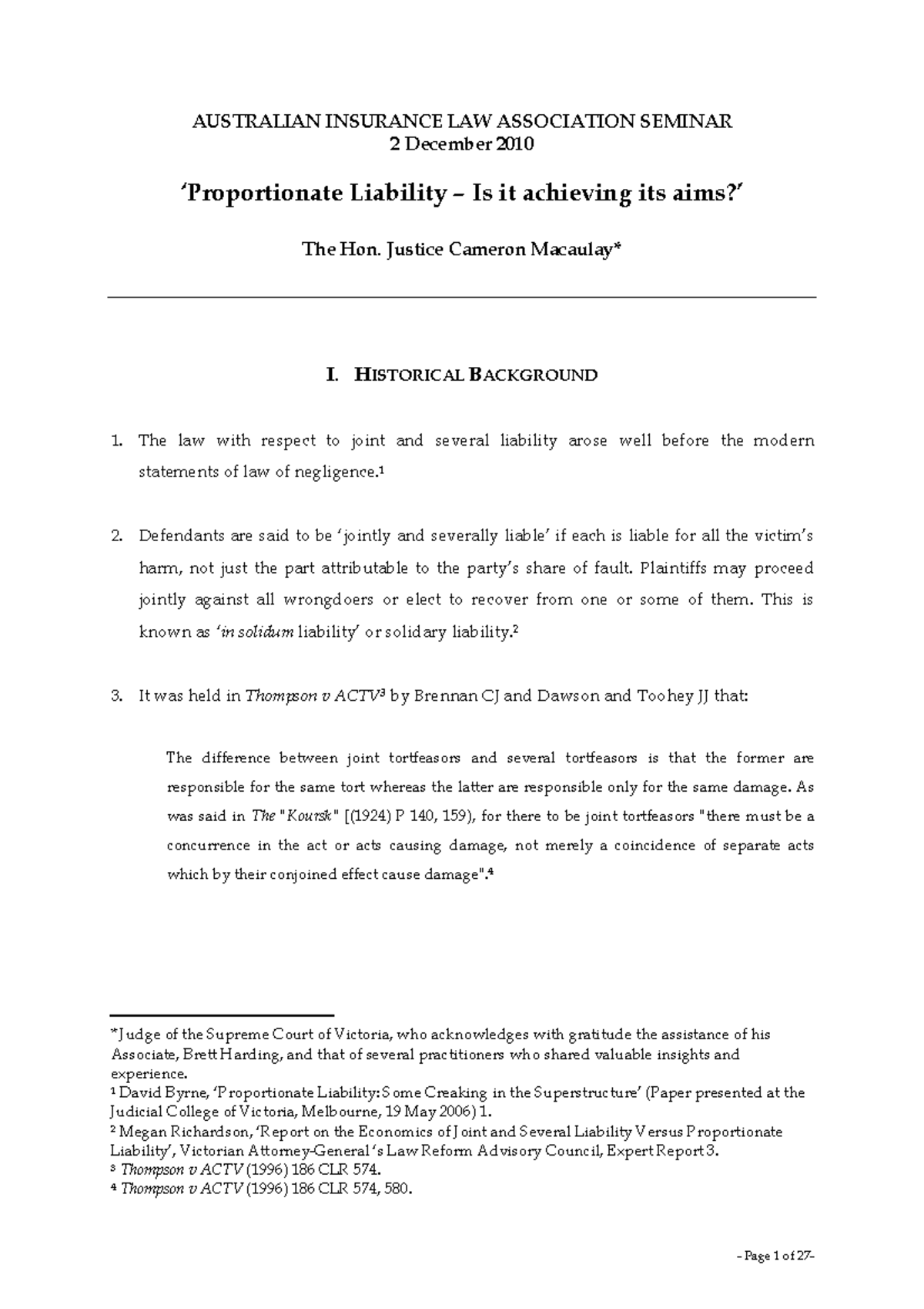 Tort law arcile - This is very relevant article for tort law students ...