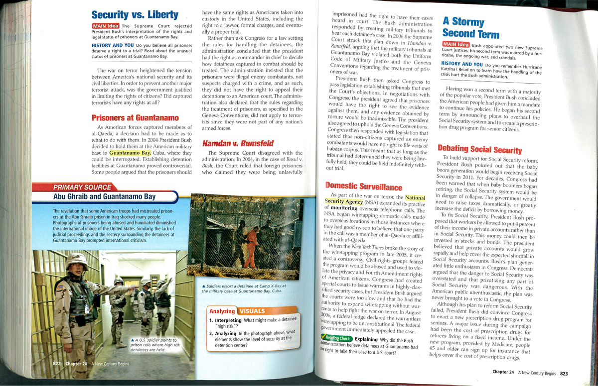 2 - answers - Security vs. Liberty MAIN Idea The Supreme Court rejected ...