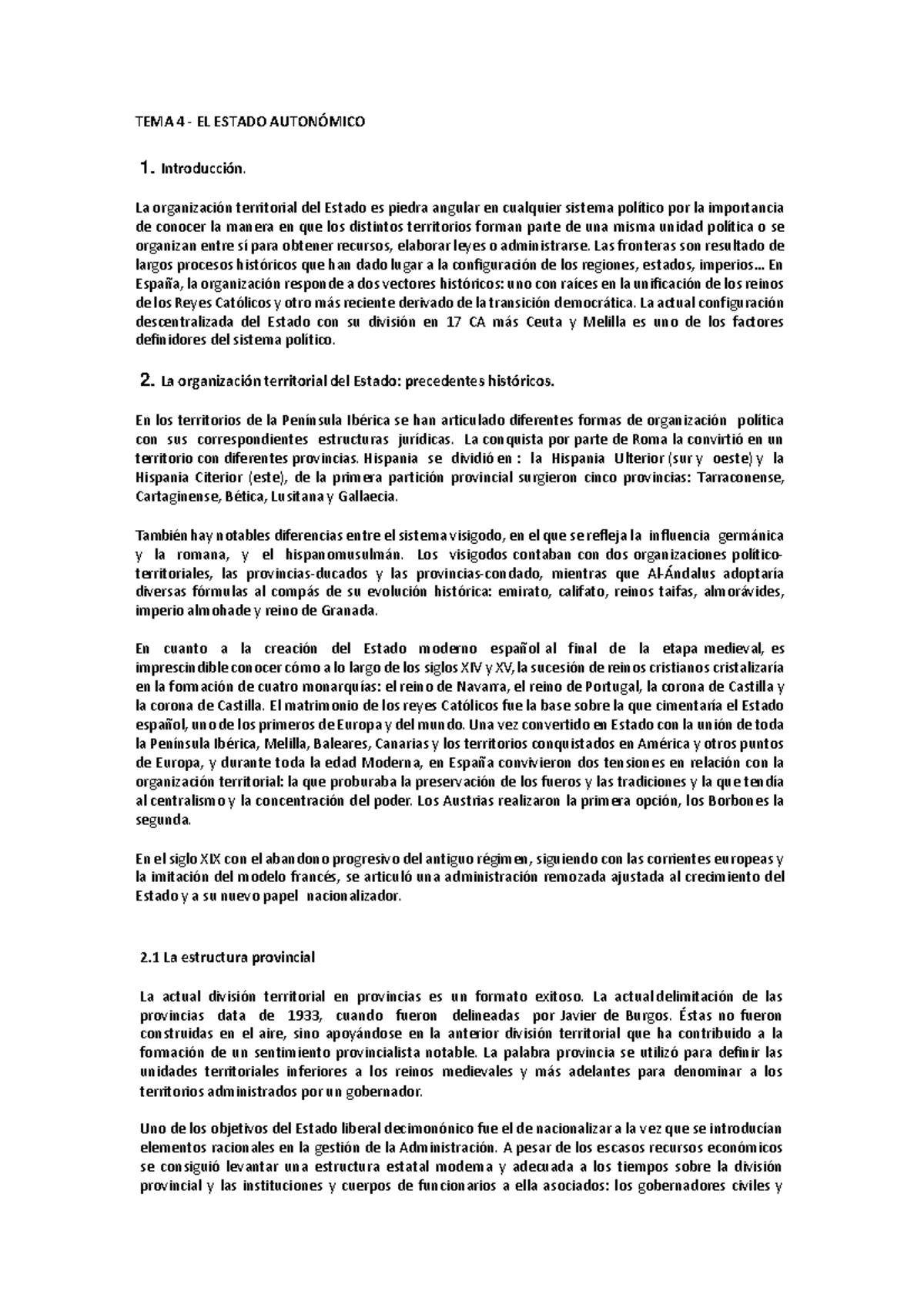 Tema 4 - El Estado Autonómico - TEMA 4 - EL ESTADO AUTONÓMICO 1 ...