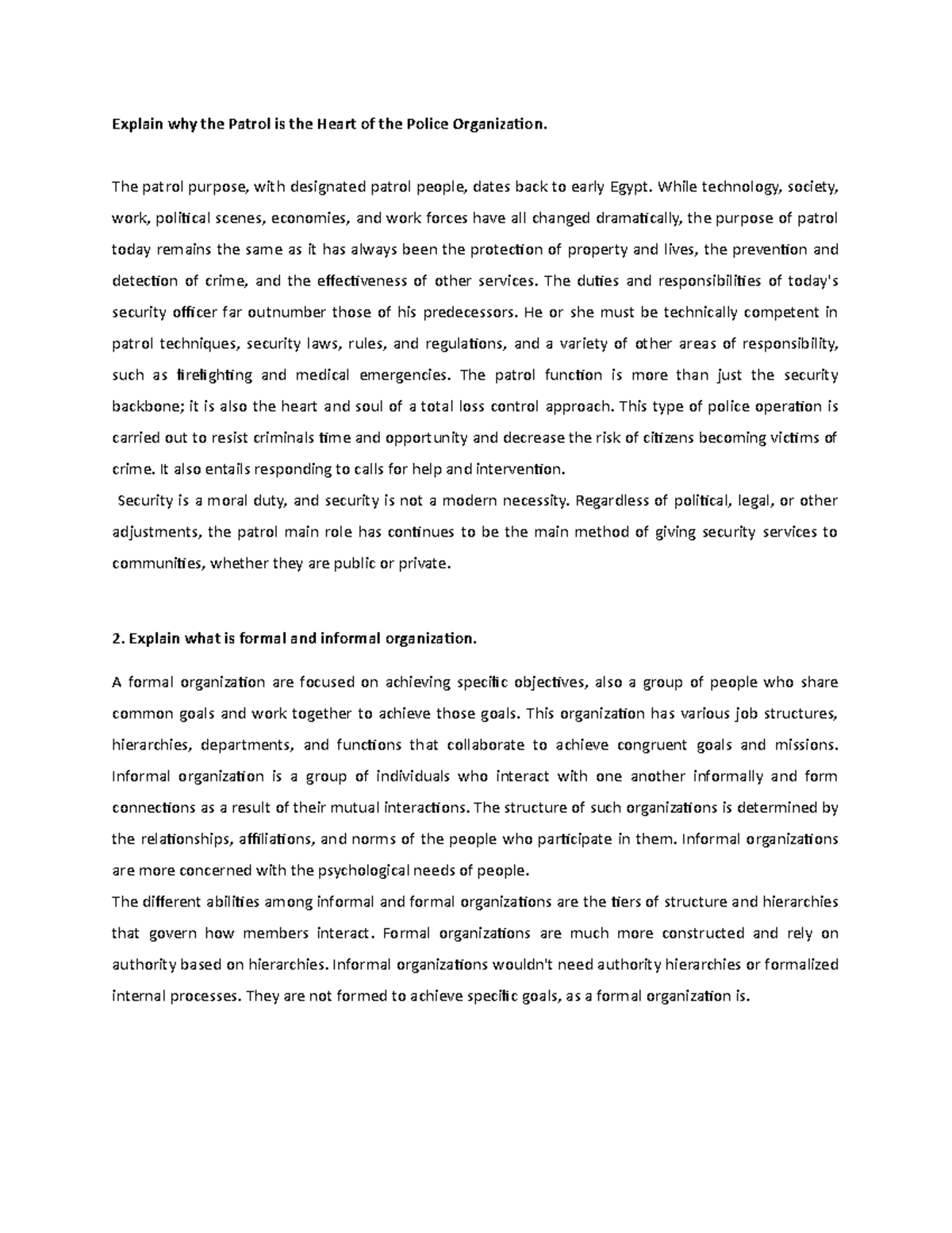 P1-2 - Lecture English Writing Chap 1-2 - Explain why the Patrol is the ...