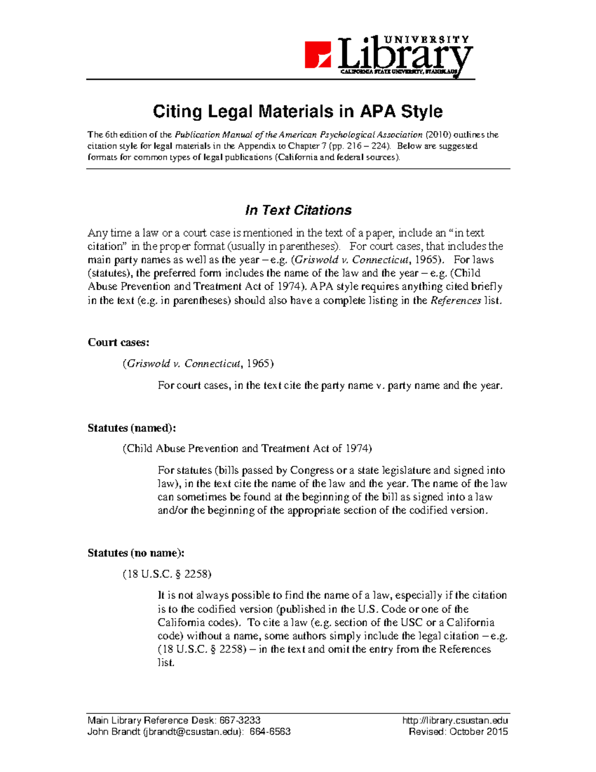Apa-legal writing practice material APA L - Main Library Reference Desk ...