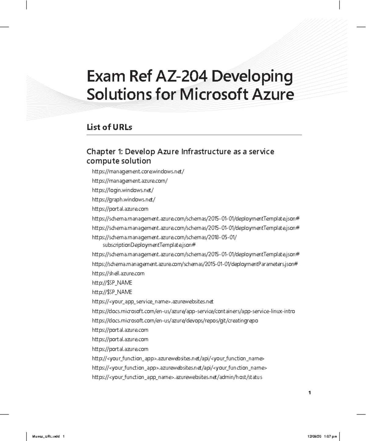 9780136798330 web Munoz URL - 1 Exam Ref AZ-204 Developing Solutions for Microsoft Azure List of ...