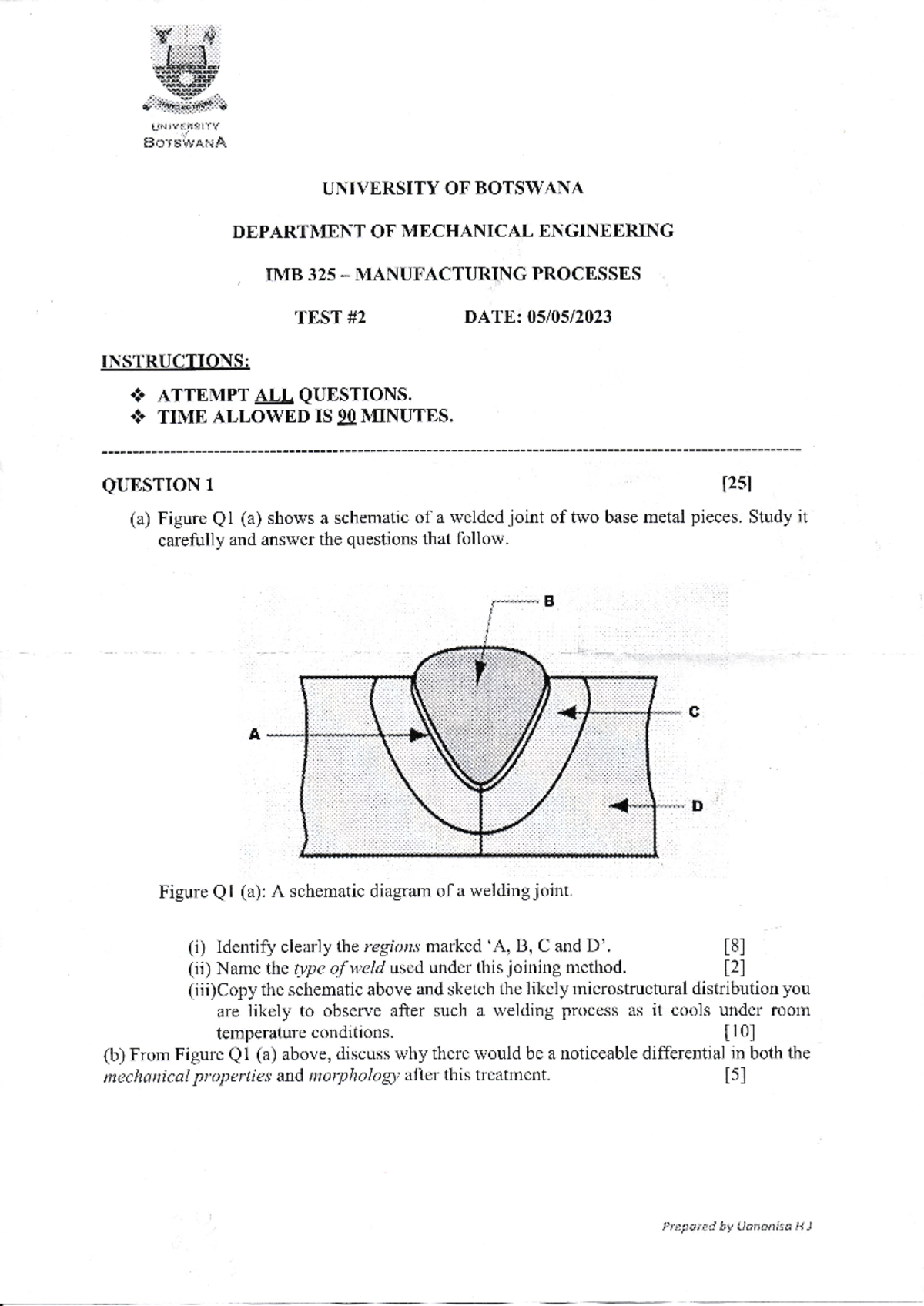 IMB 325 Test 2 (2023) 230505 204411 - Manufacturing processes - Studocu