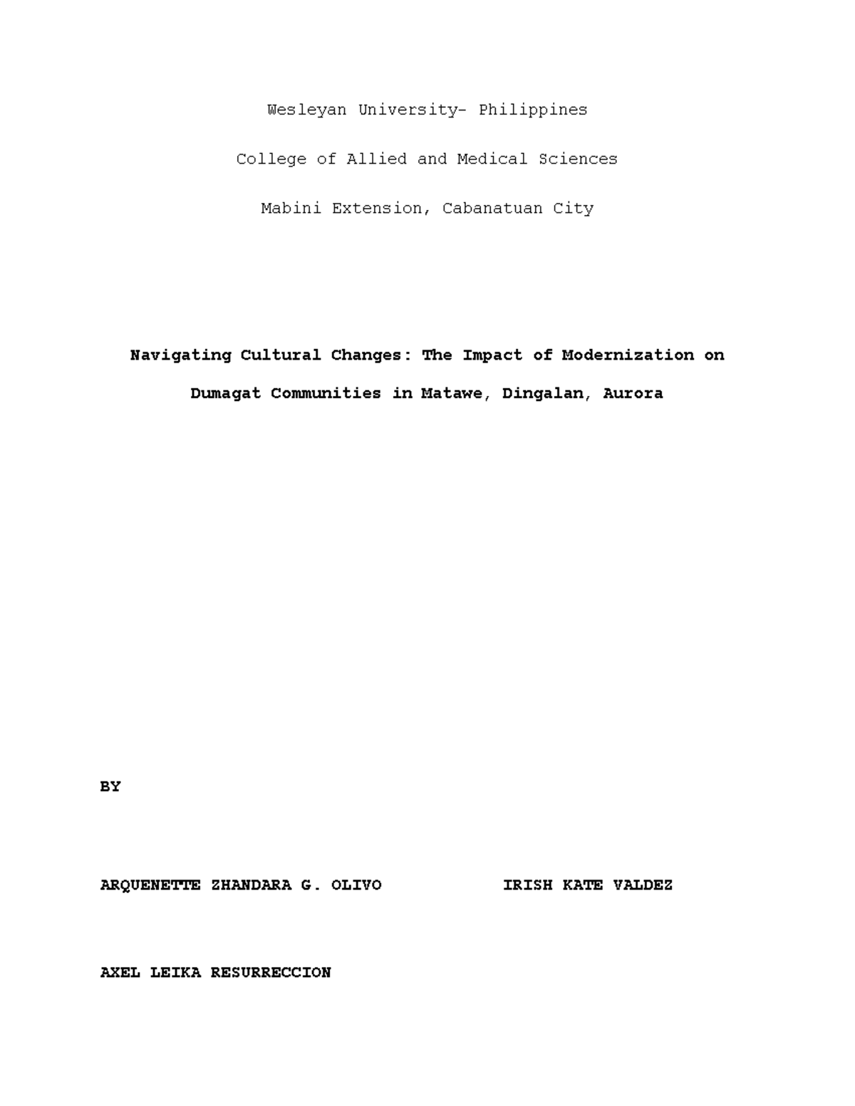 Case Study Final 1 - lecture notes - Wesleyan University- Philippines ...