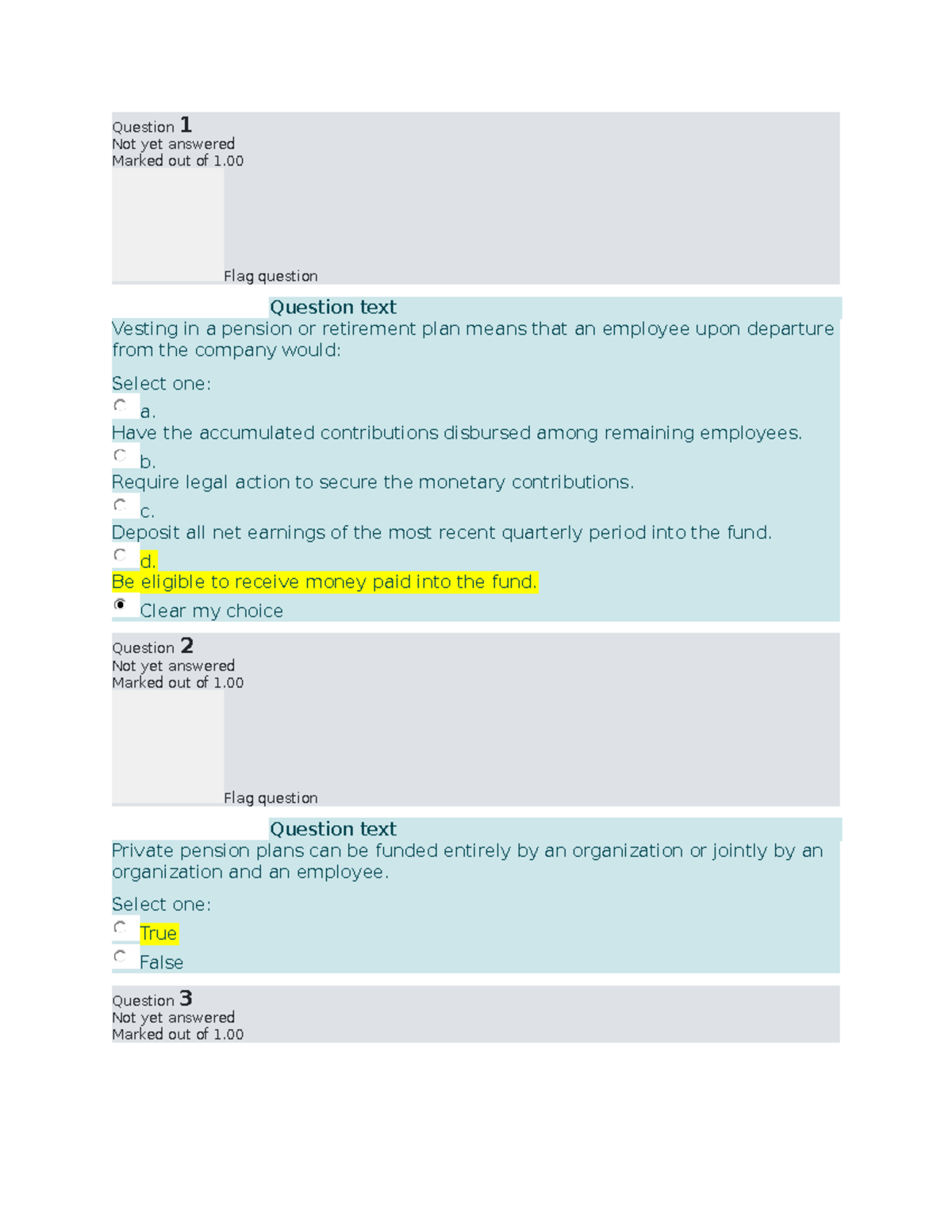 HRM FQ1 - Good luck - Question 1 Not yet answered Marked out of 1. Flag ...