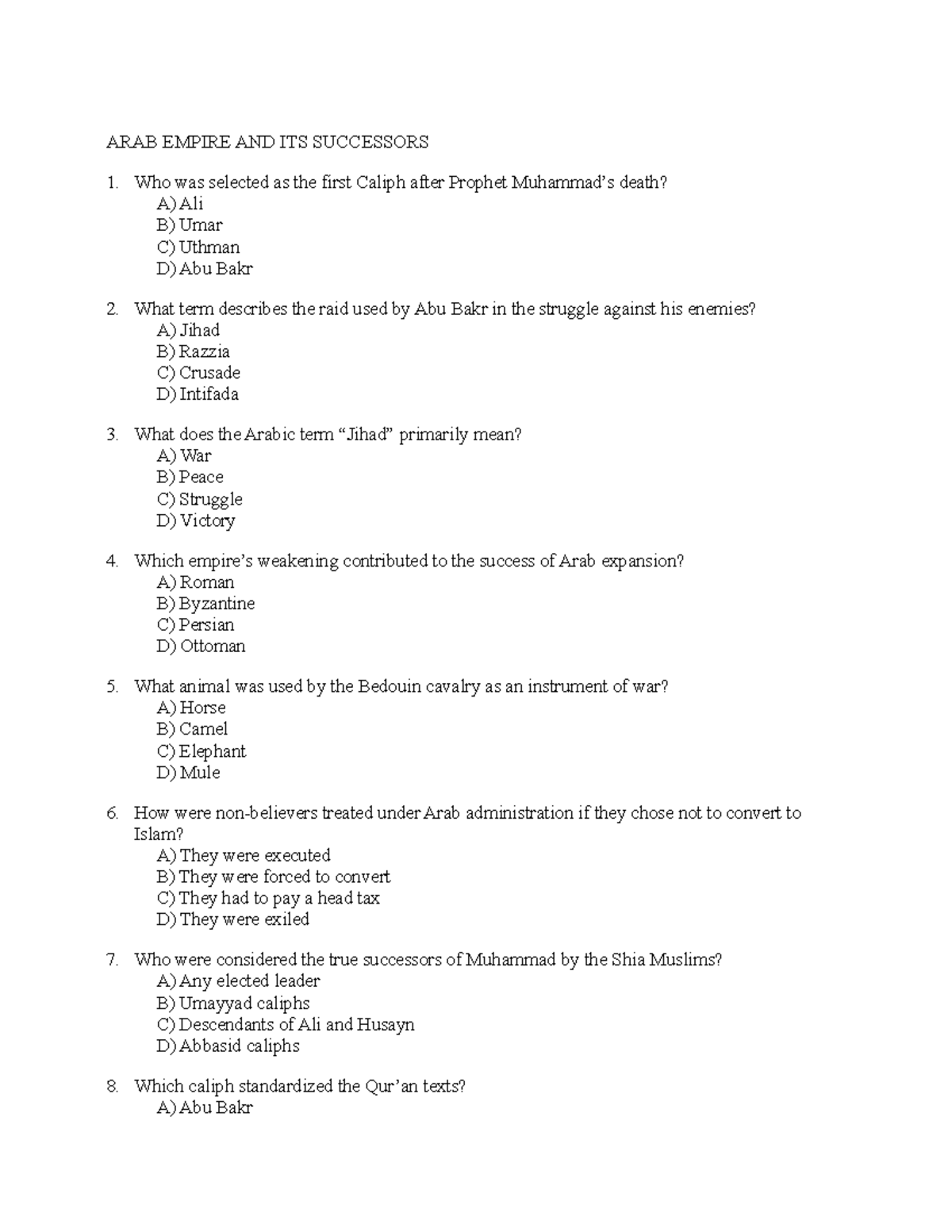 ARAB Empire AND ITS Successors - ARAB EMPIRE AND ITS SUCCESSORS 1. Who ...