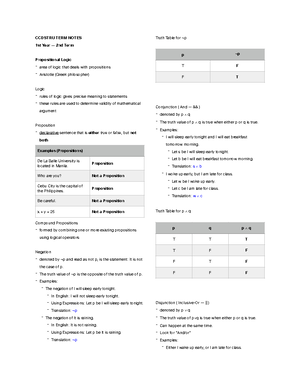 Logic - 1 Outline Logic Propositional Logic Well formed formula Truth ...