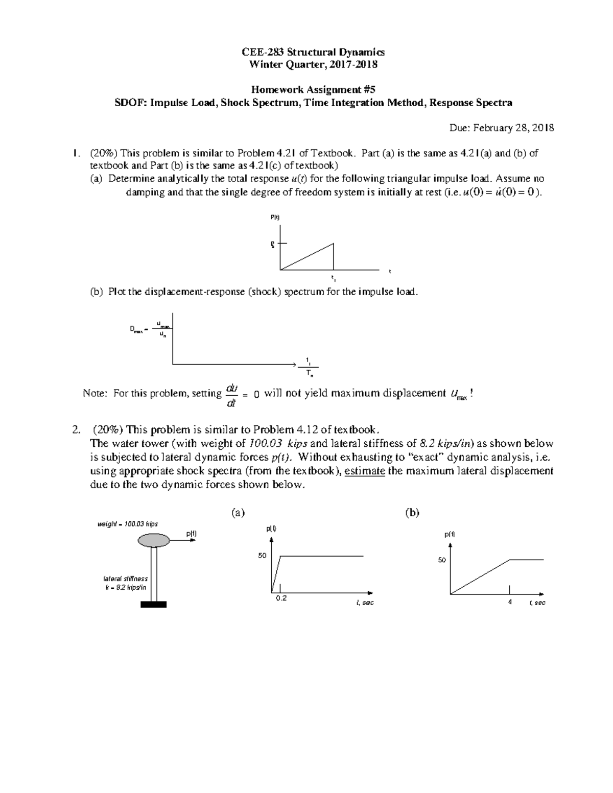 Homework #5 2018 - Law - CEE-283 Structural Dynamics Winter Quarter ...