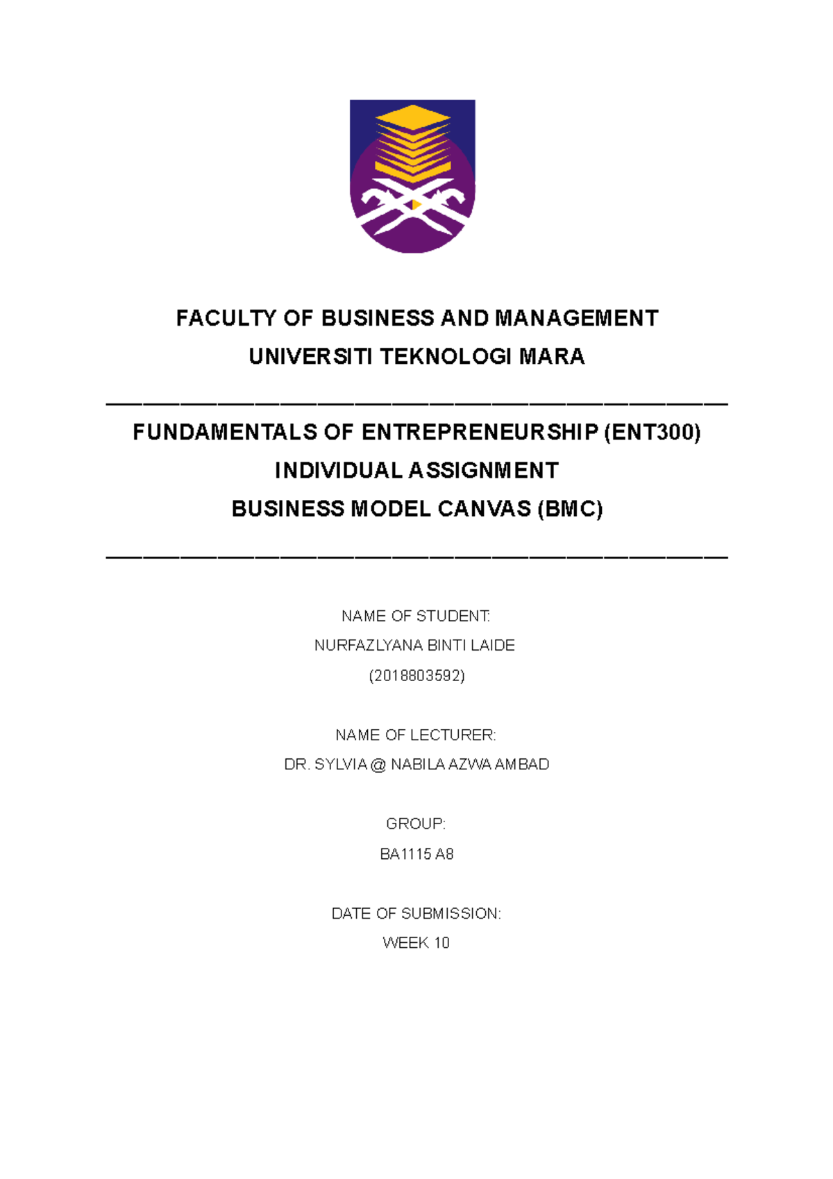 BMC - About BMC required individual assignment, my grades A btw I hope ...