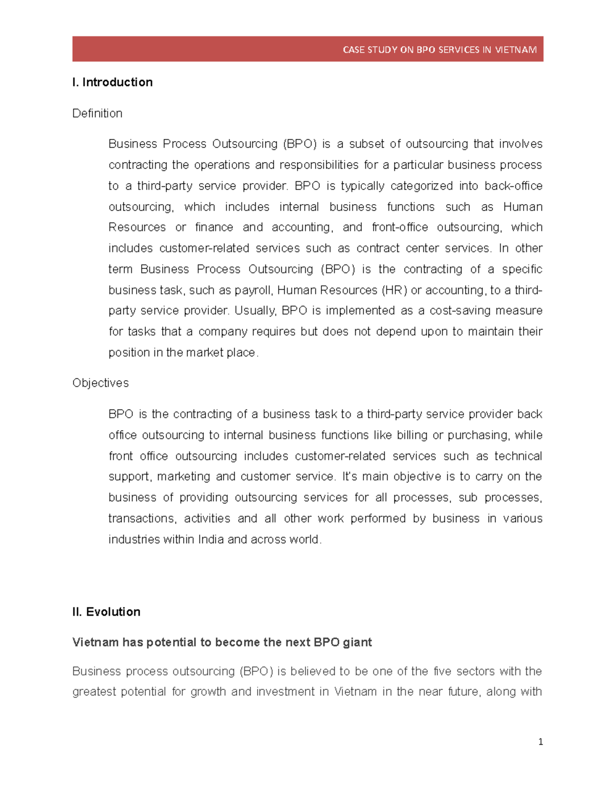 Updated-bpo-project: Case Study in BPO in Vietnam - I. Introduction ...