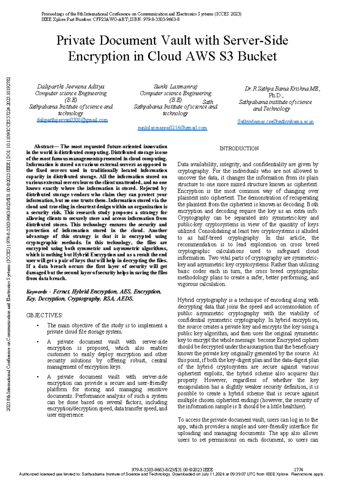 Private Document Vault with Server-Side Encryption in Cloud AWS S3 ...