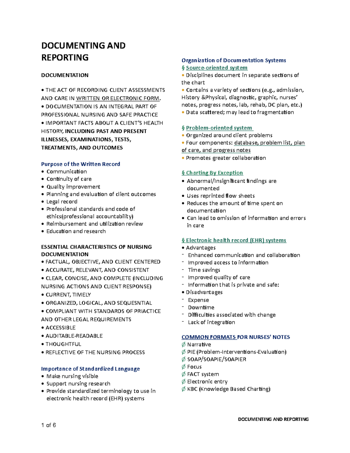 2 Documenting AND Reporting - DOCUMENTING AND REPORTING DOCUMENTATION ...