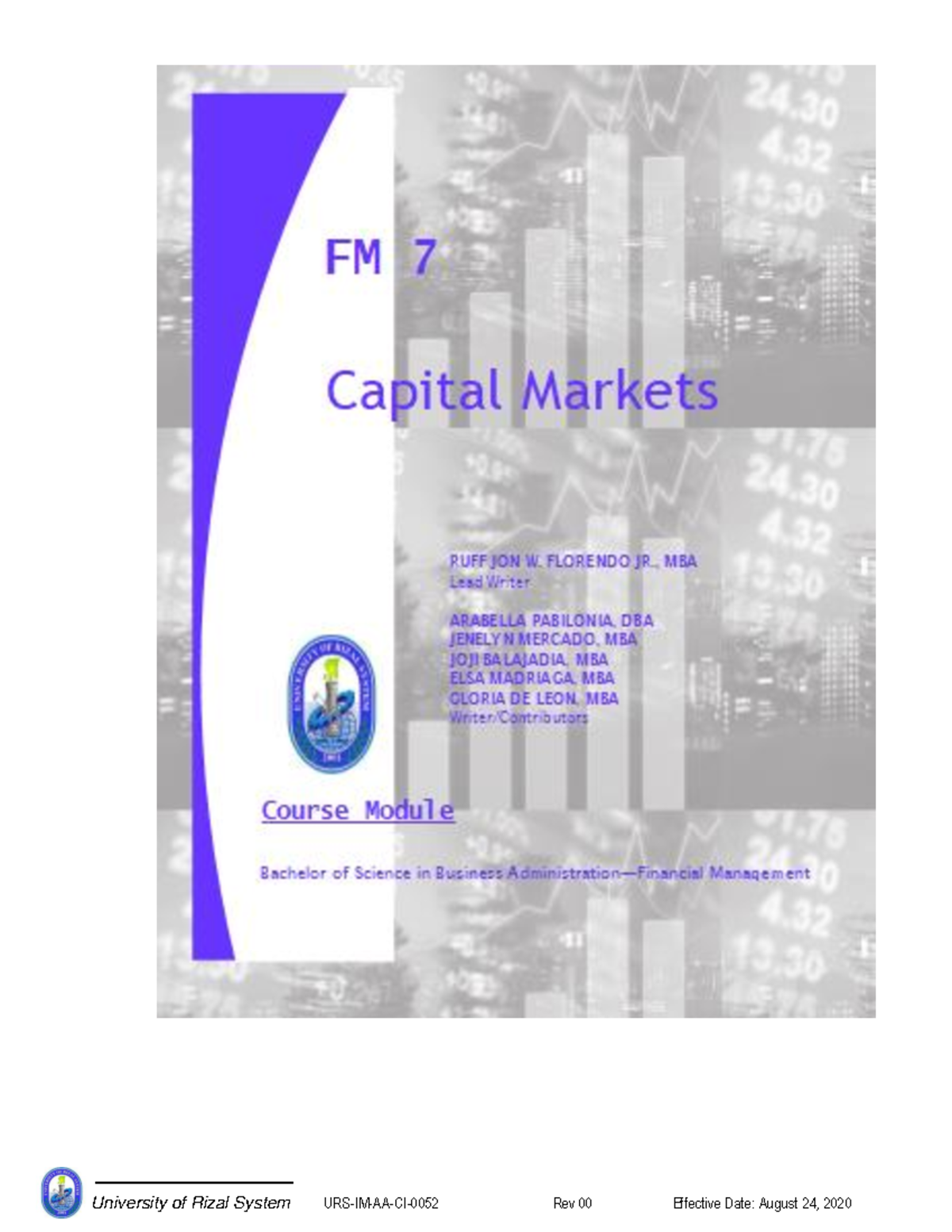 FM 7 Modules in financial management - COURSE TITLE : Capital Markets ...