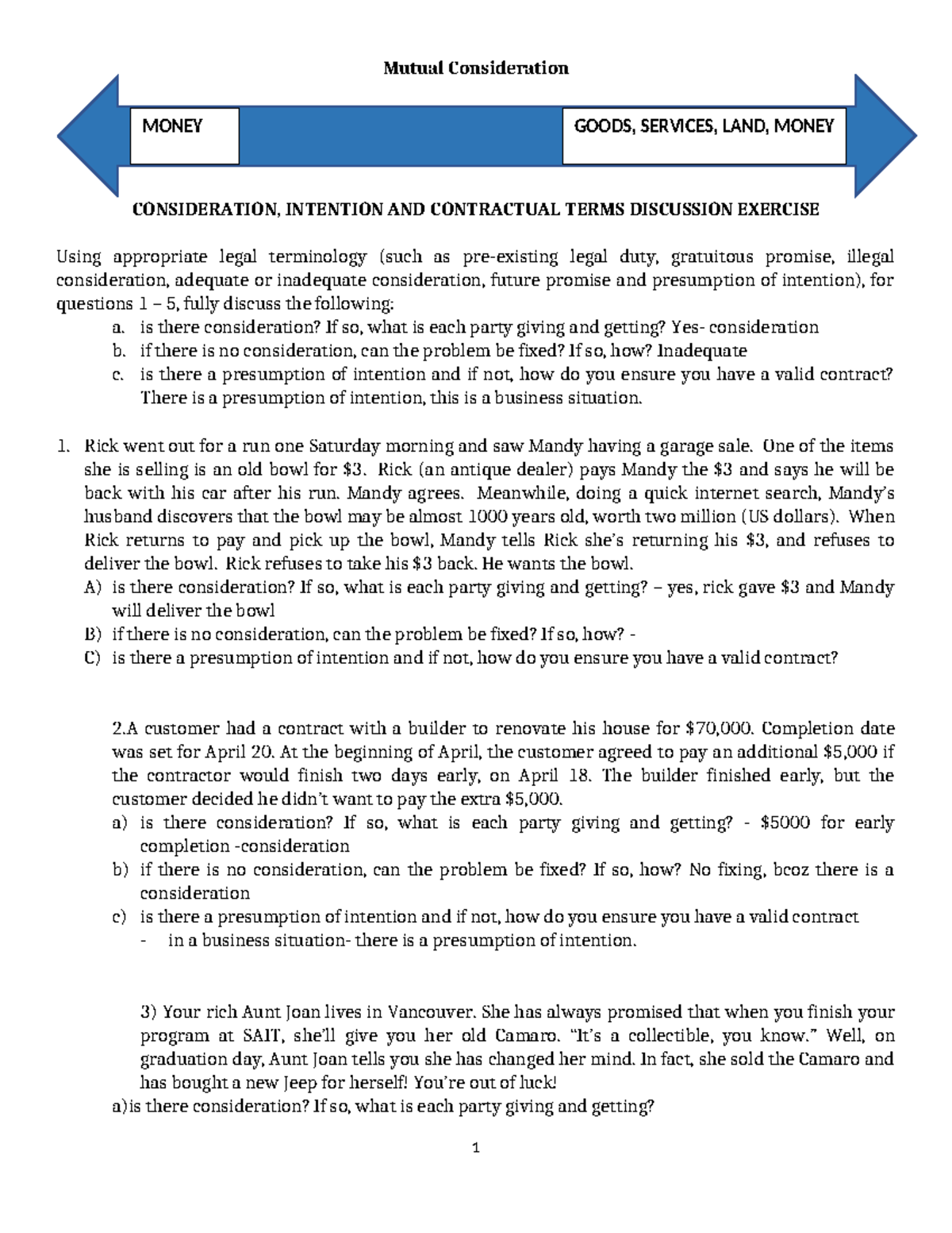 Consideration and More with answers - Mutual Consideration ...