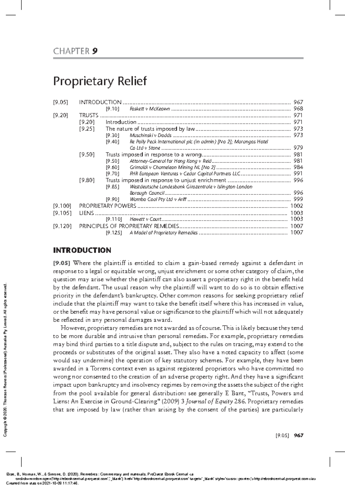 Remedies Commentary and Materials - (Proprietary Relief) - [9] 967 ...