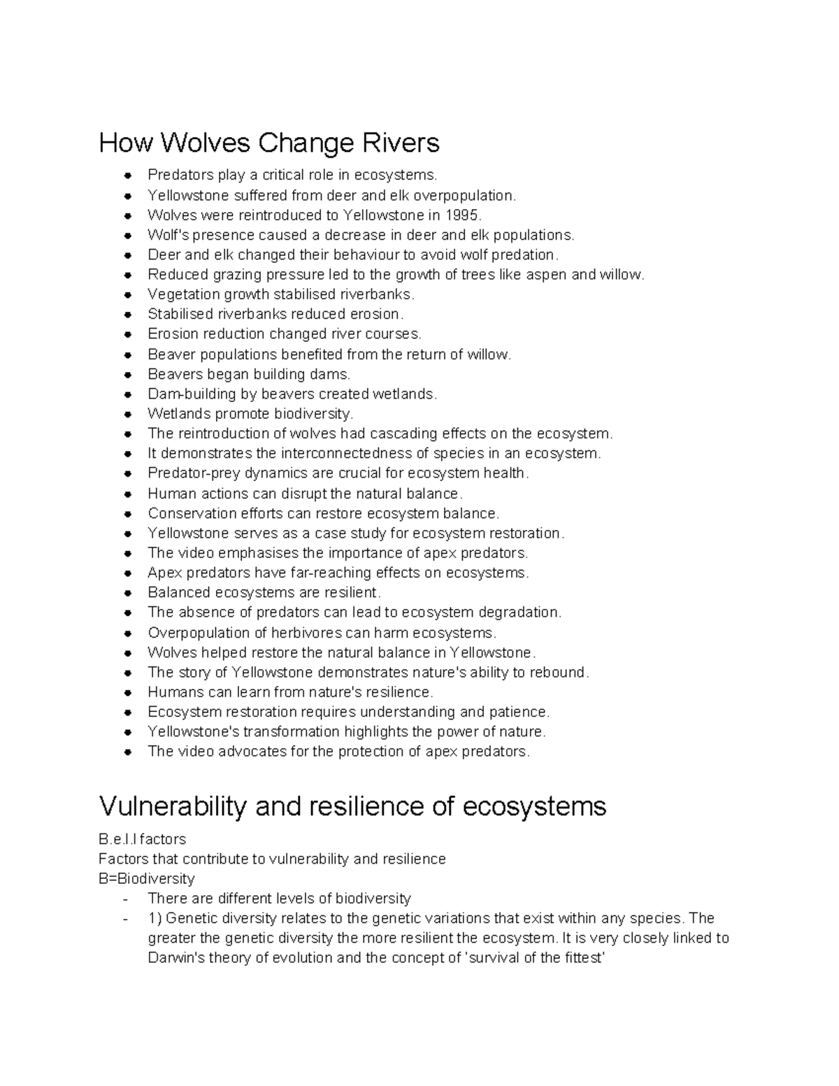 Ecosystems AT RISK GEO - How Wolves Change Rivers Predators play a ...