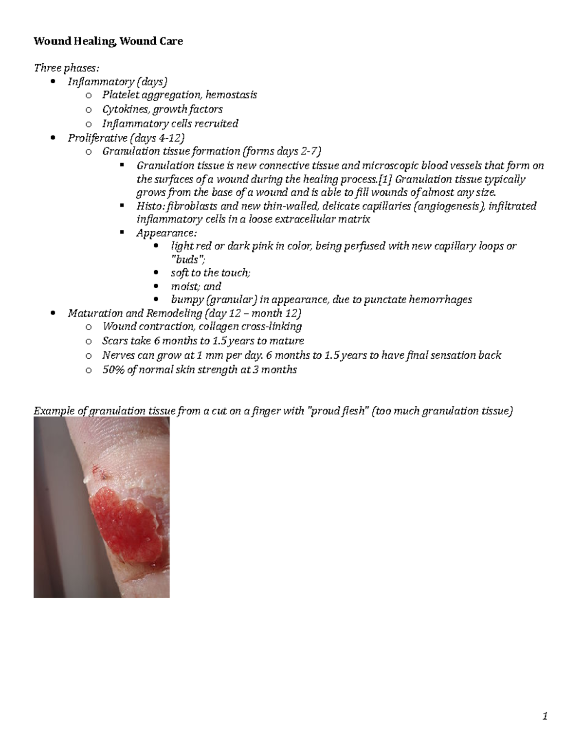 Biol 507 Wound Healing - Lecture notes 1 - Wound Healing, Wound Care ...