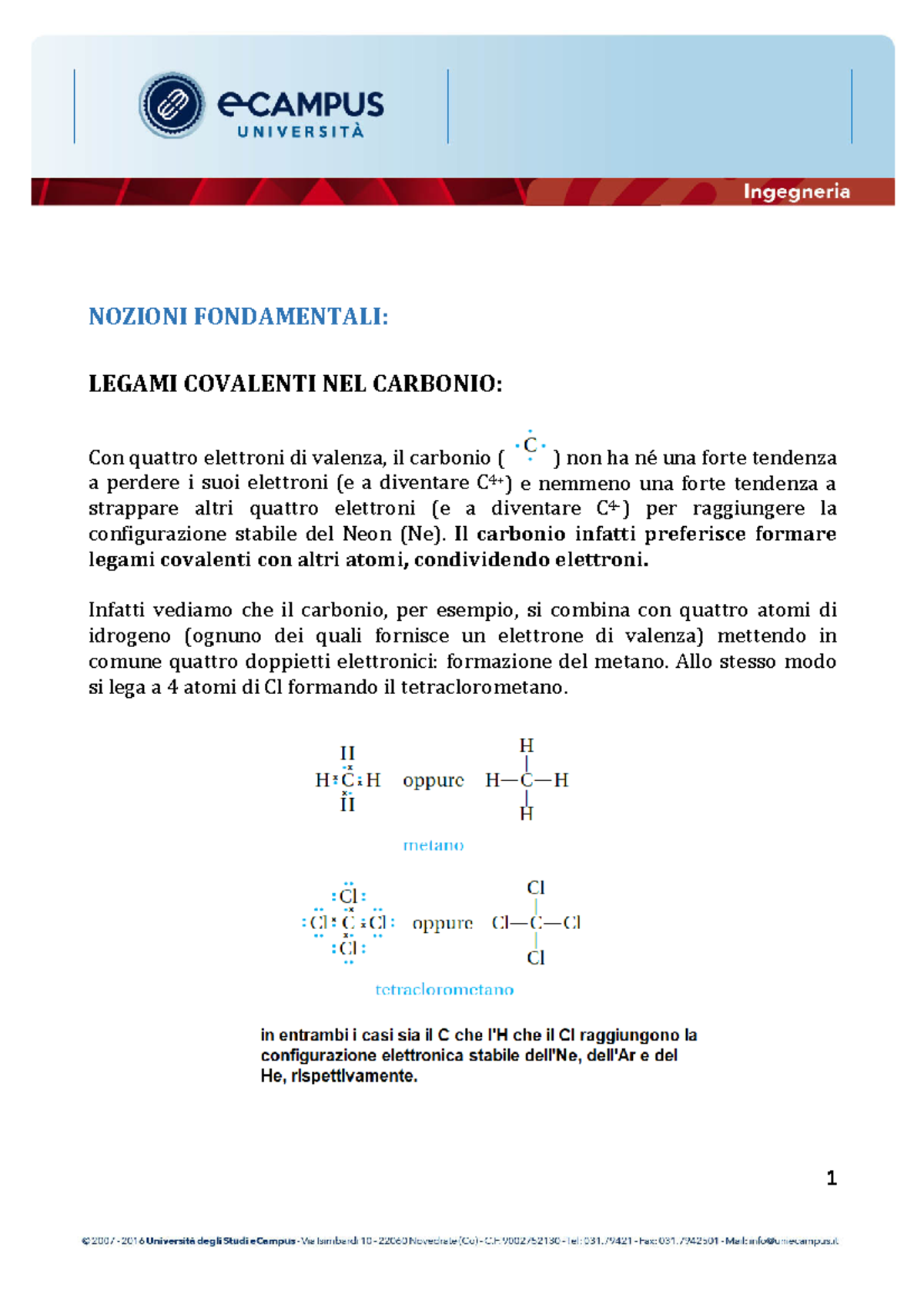 Lezione 3 - APPROFONDIMENTO - NOZIONI FONDAMENTALI: LEGAMI COVALENTI ...