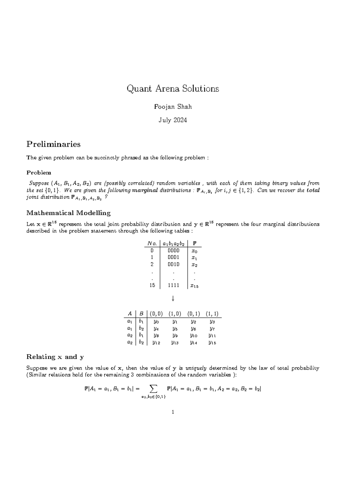 Questions for probability and ML for MTL106 - Quant Arena Solutions Poojan Shah July 2024 - Studocu