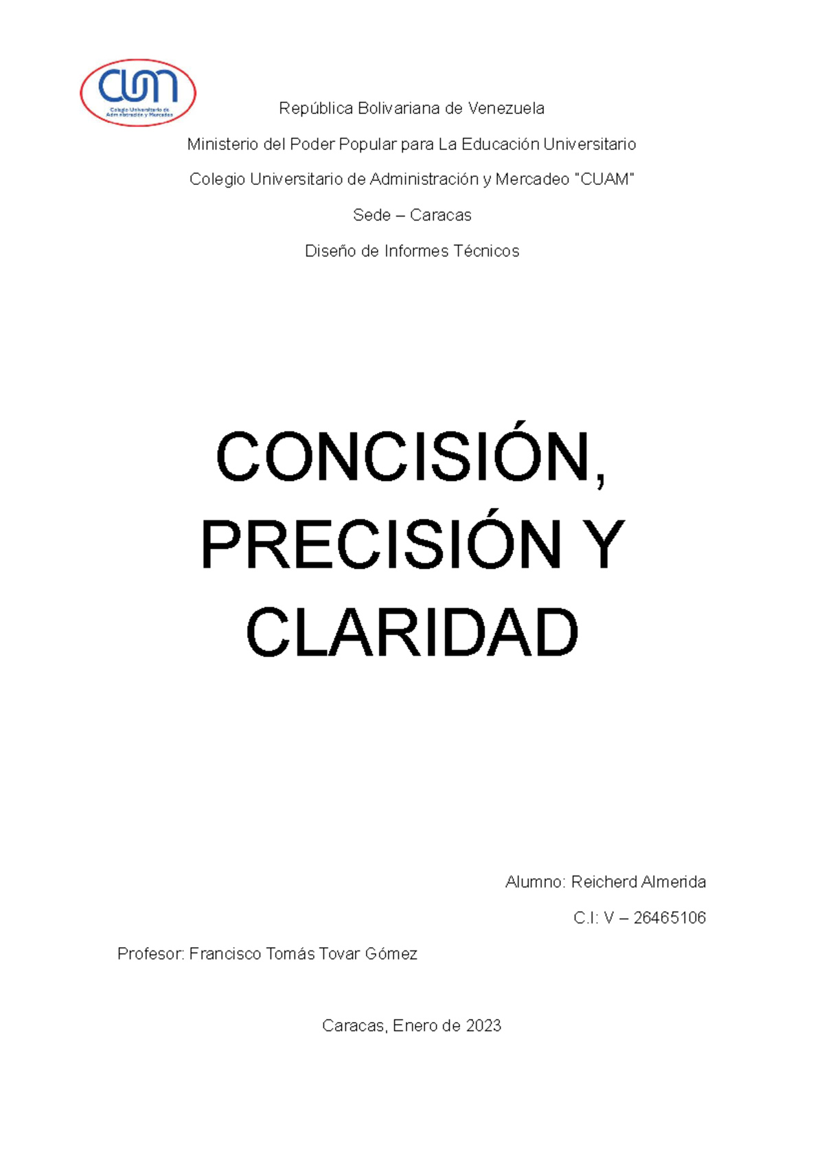 Concision precision claridad - República Bolivariana de Venezuela ...
