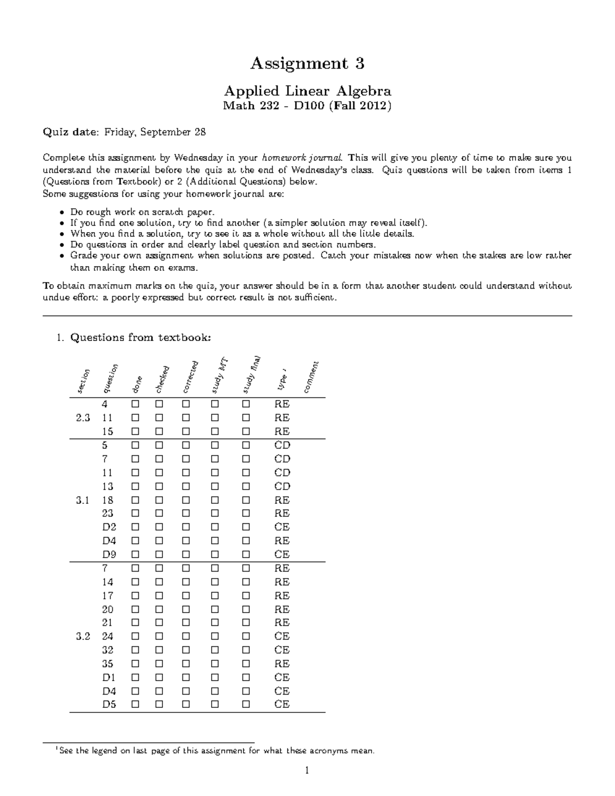 Applied Linear Algebra - Assignments - assig3 - Assignment 3 Applied ...