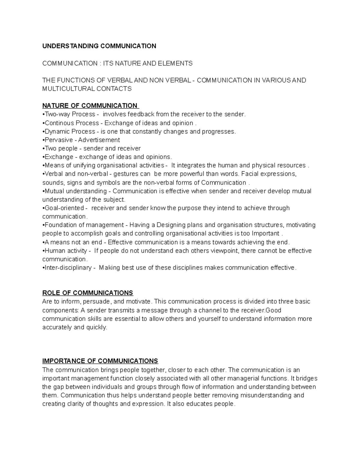 Understanding Communication - UNDERSTANDING COMMUNICATION COMMUNICATION ...