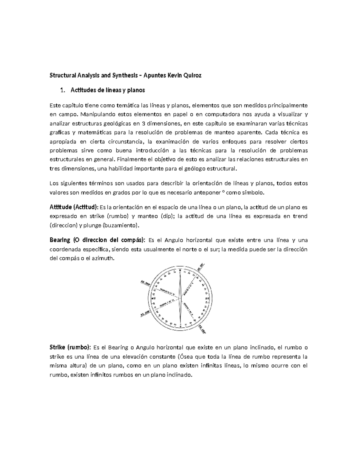 Structural Analysis and Synthesis - Actitudes de líneas y planos Este ...