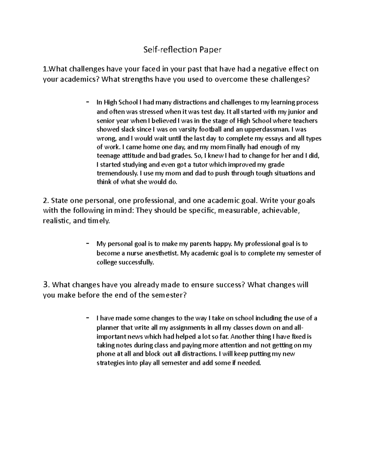 Self reflect humn - It’s ez - Self-reflection Paper 1 challenges have ...