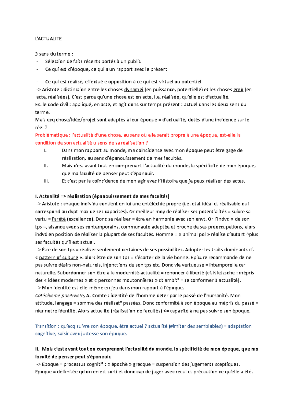 Fiche Actualite - L’ACTUALITE 3 sens du terme : - Sélection de faits récents portés à un public ...