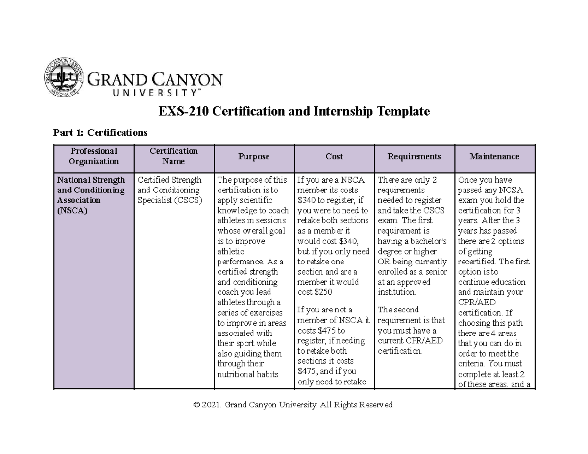 EXS 210 T1 RS Certificationand Internship Template - EXS-210 ...