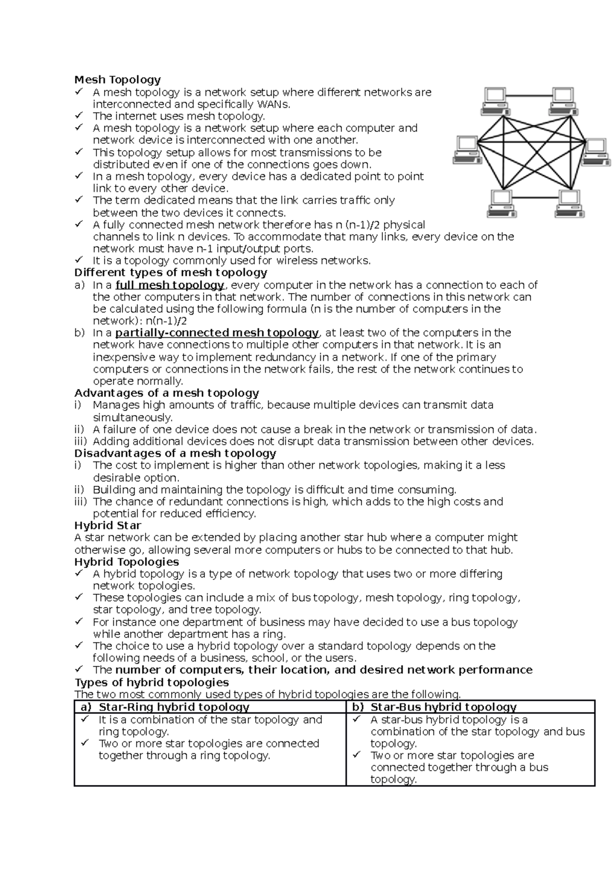 Mesh Topology - lecture notes - Mesh Topology A mesh topology is a ...