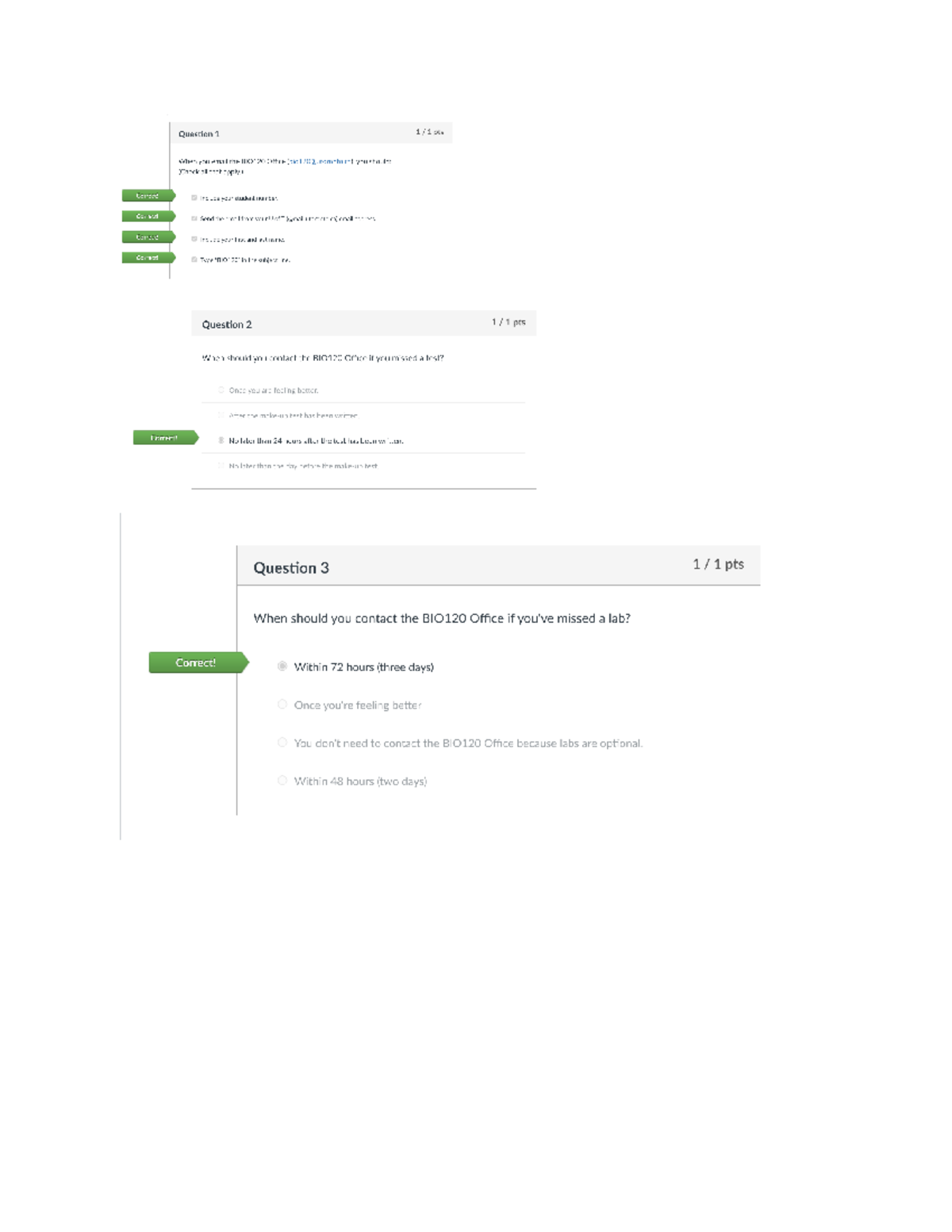 Bio reading quiz 1 - Bio120H1 - Studocu
