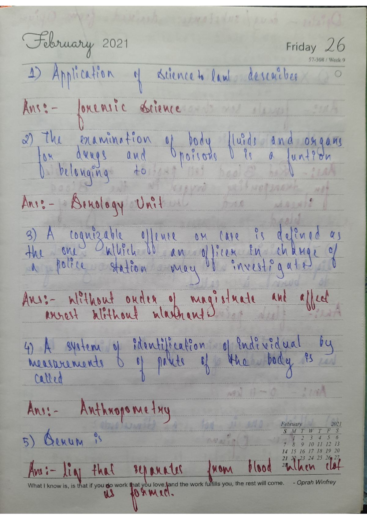 FSC 17 - Practice Question for Forensic Science entrance exam - Studocu