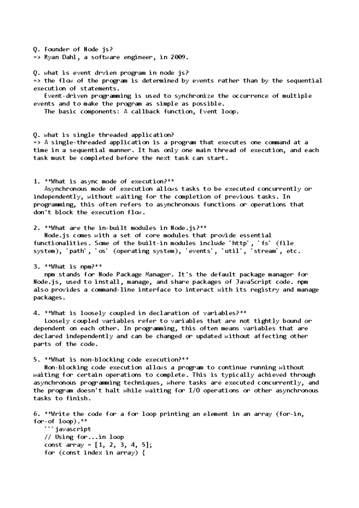 Etp viva node - Q. Founder of Node js? => Ryan Dahl, a software ...