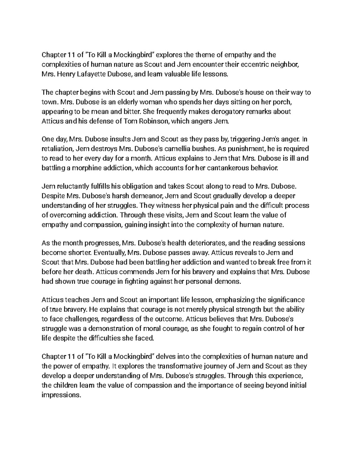 Chapter 11: From Mrs. Dubose's Insults to Lessons in Courage and ...