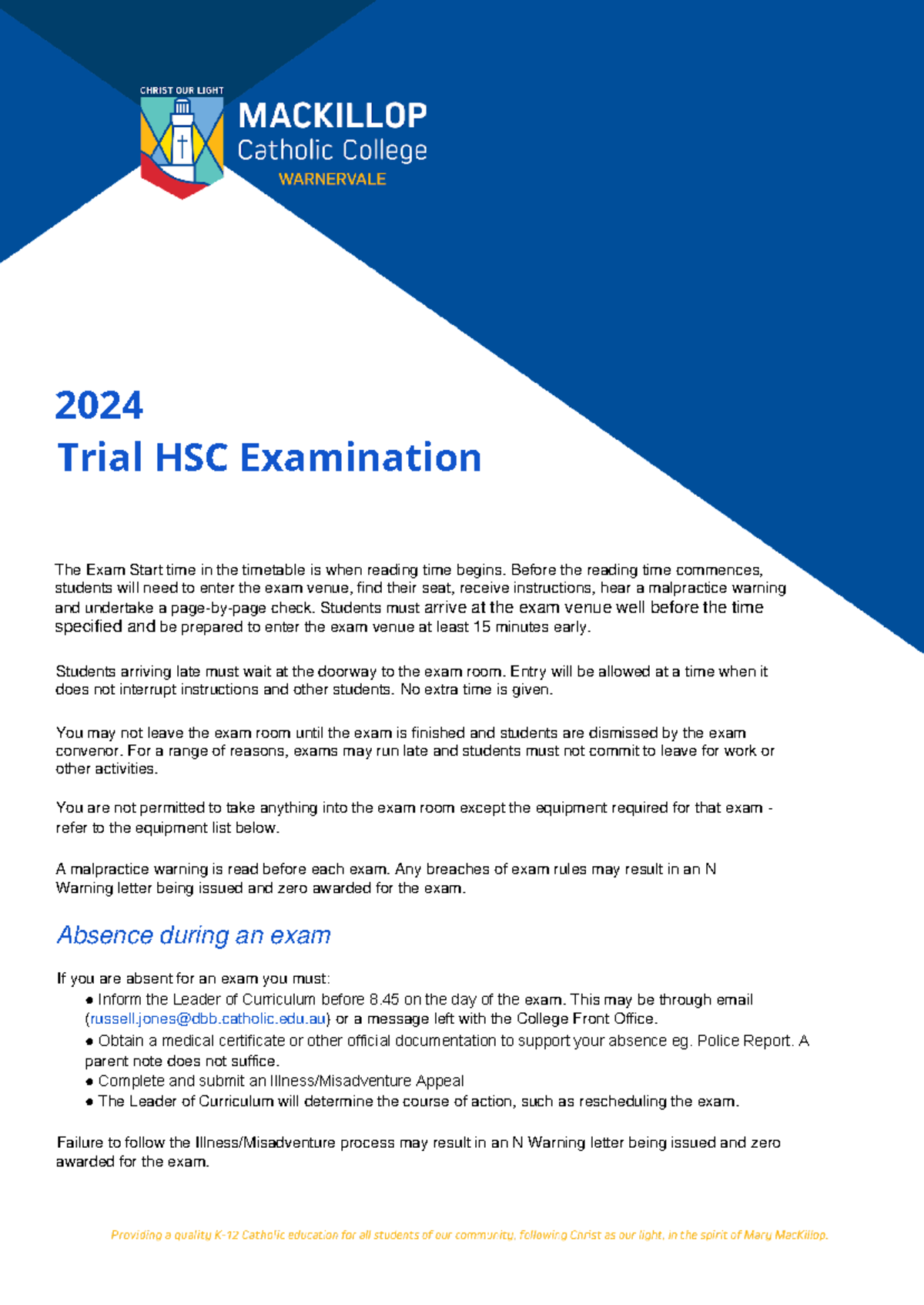 Trial Exam Timetable 2024v2 - 2024 Trial HSC Examination The Exam Start ...