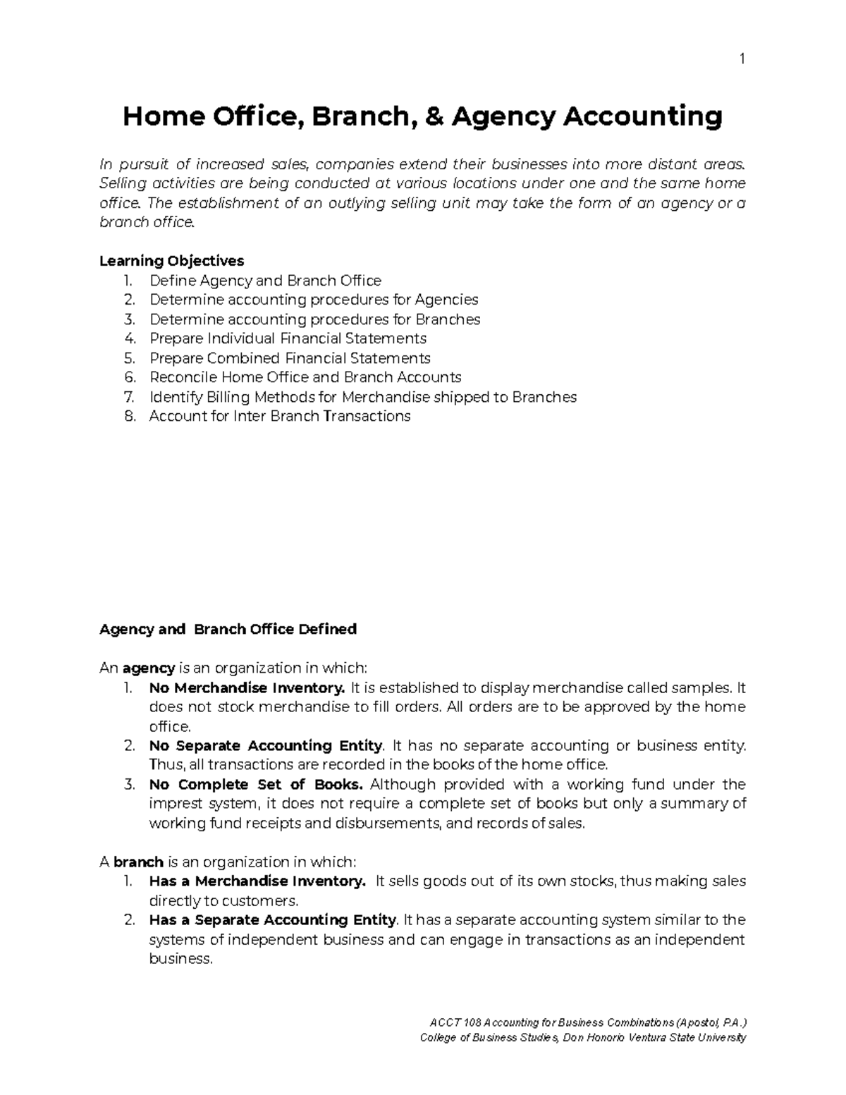 Hobaa - Home Office, Branch, & Agency Accounting In pursuit of ...