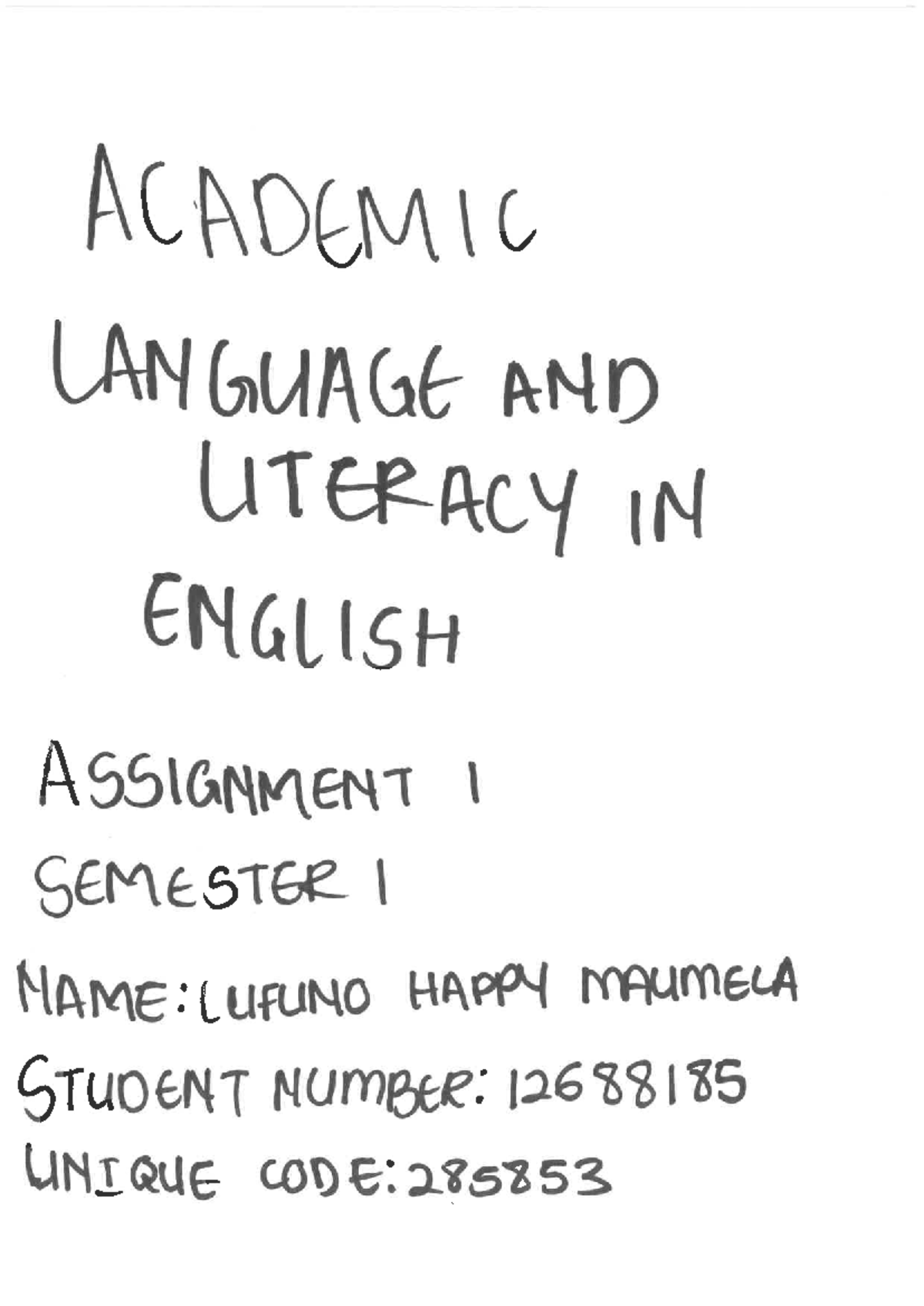 Eng 1501 assignment 1 - Eng 1503 - Studocu