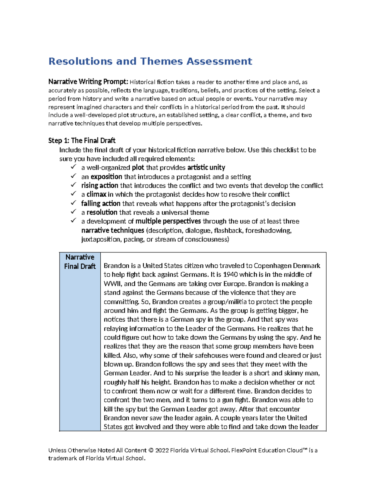 Resolutions and themes assess rubric - Resolutions and Themes ...