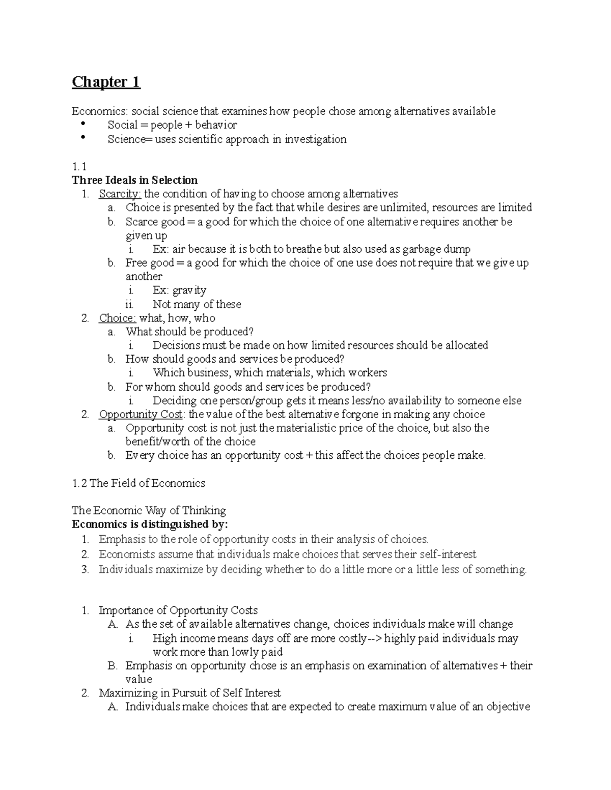 Ch. 1-4 Study Guide - Material in chapters 1 - 4 covered in class ...