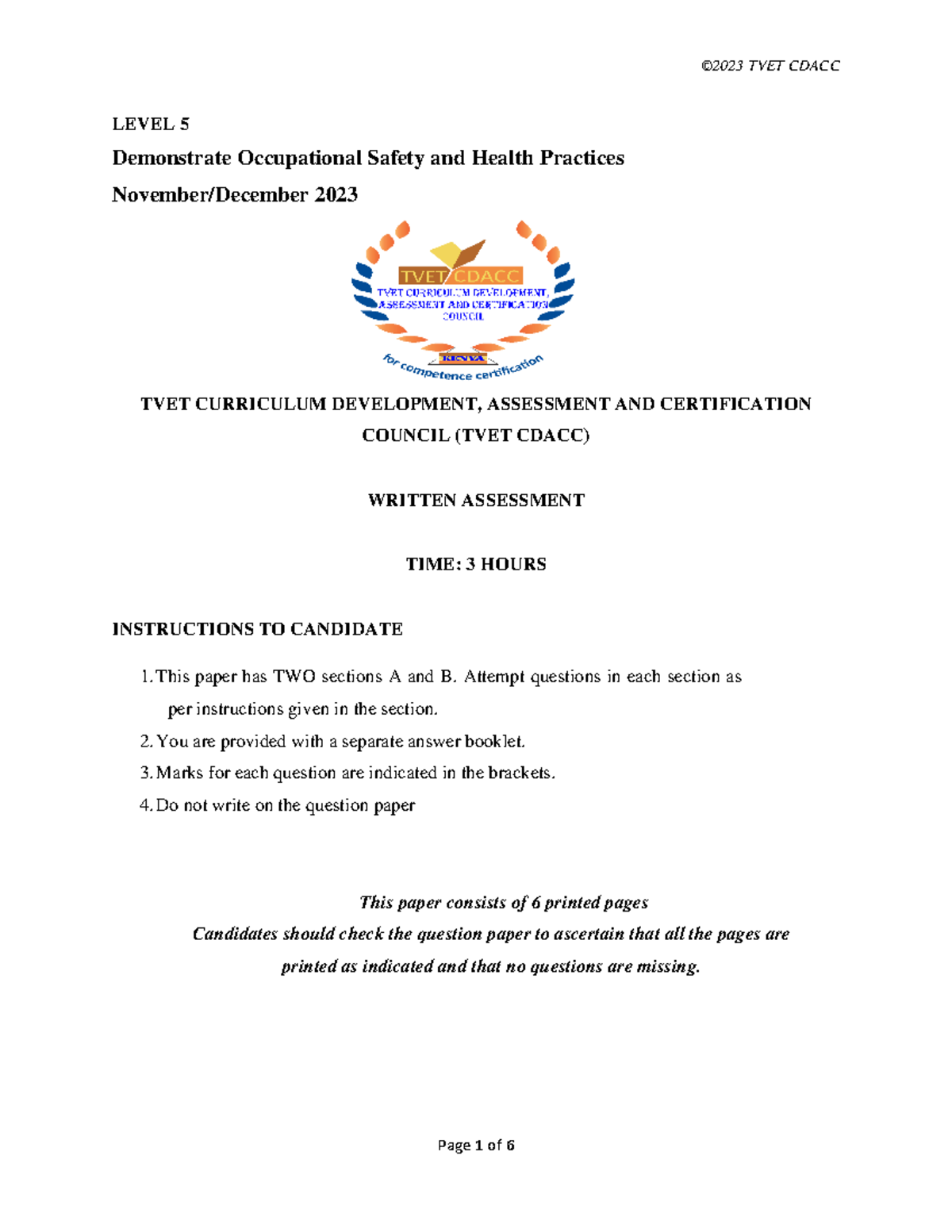 5-Health Services Support Occupational Safety and Health Practices ...