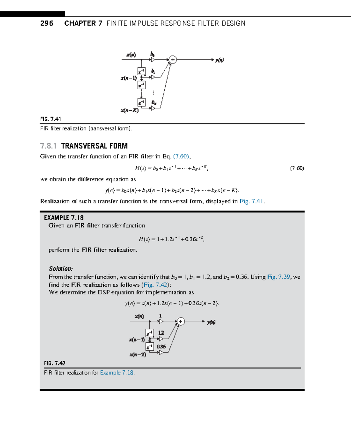 Finite Impulse Response - 7.8 TRANSVERSAL FORM Given the transfer ...