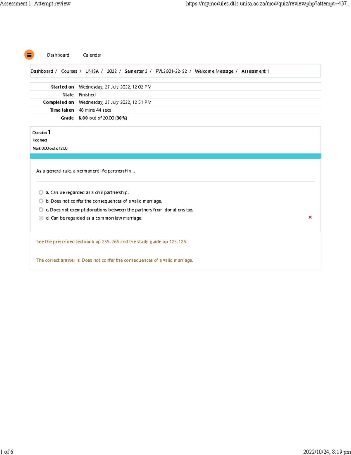 Assessment 1 Attempt review 1 - Started on Wednesday, 27 July 2022, 12: ...