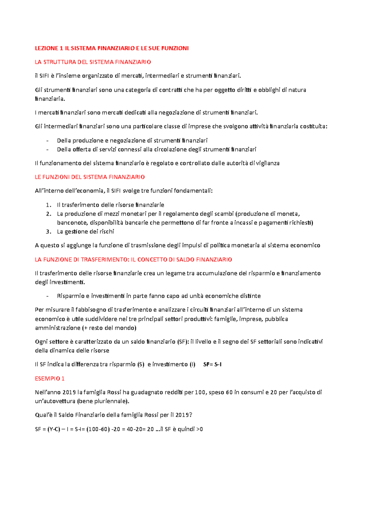 La struttura del sistema finanziario - LEZIONE 1 IL SISTEMA FINANZIARIO ...