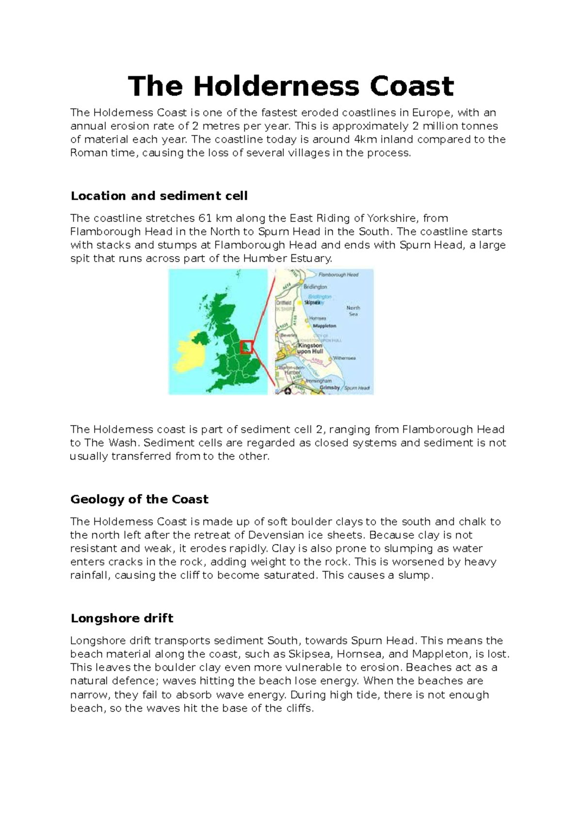 Holderness Coast - This is approximately 2 million tonnes of material ...