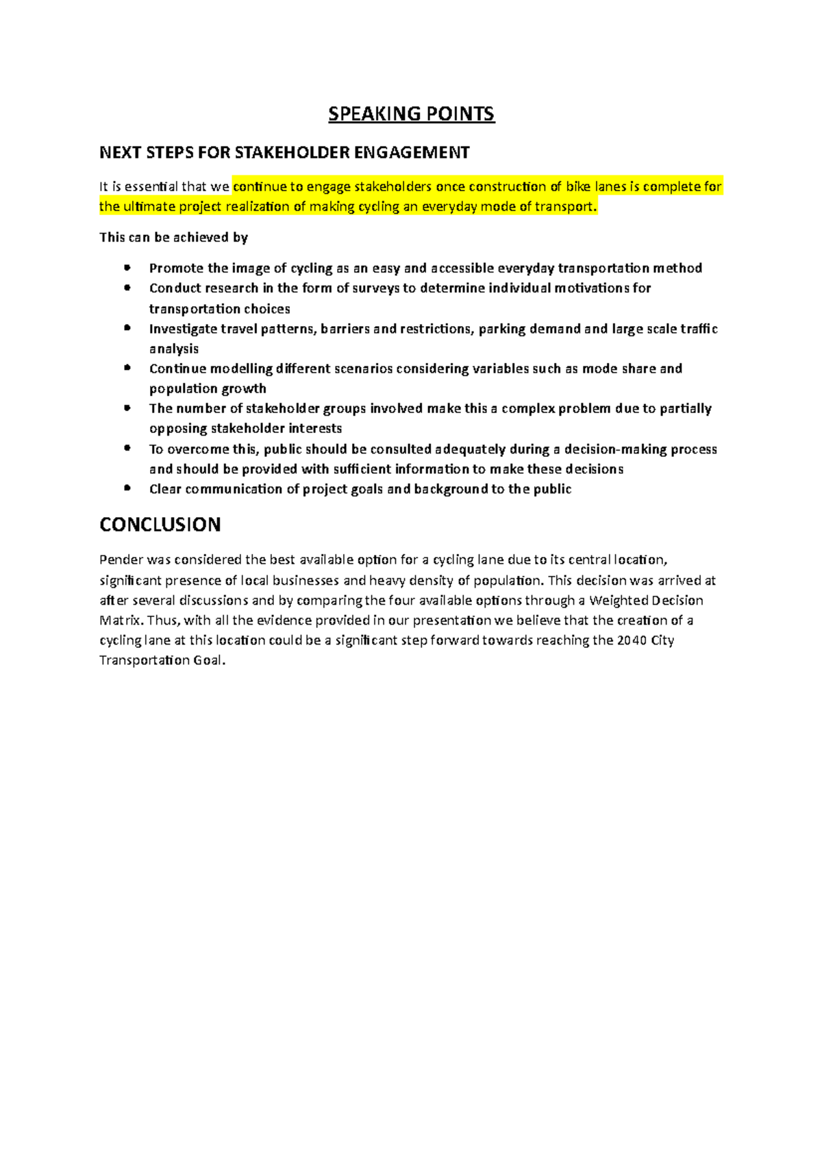 Speaking Points - practical - SPEAKING POINTS NEXT STEPS FOR ...